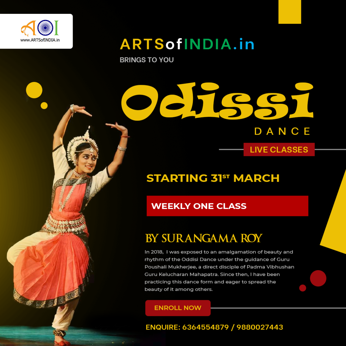 Learn Odissi Dance from S Roy – Learn ARTS of INDIA